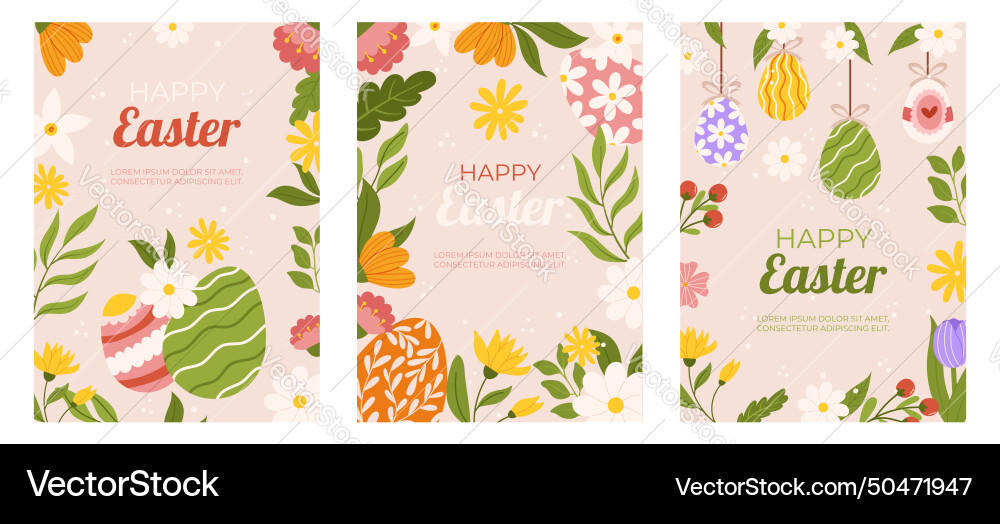 Easter collection of vertical greeting cards Vector Image