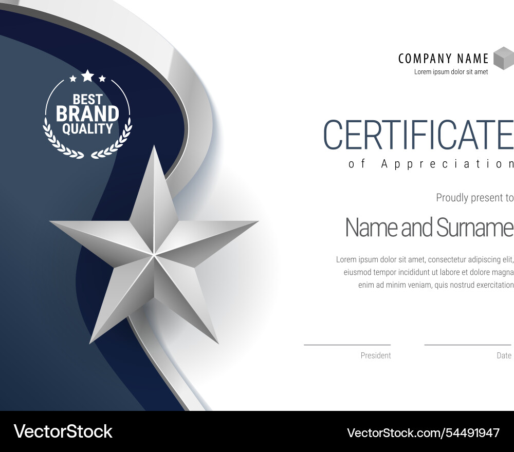 Elegant Award Certificate with Star Royalty Free Vector
