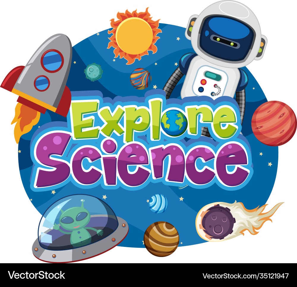 Explore science logo and set space education Vector Image