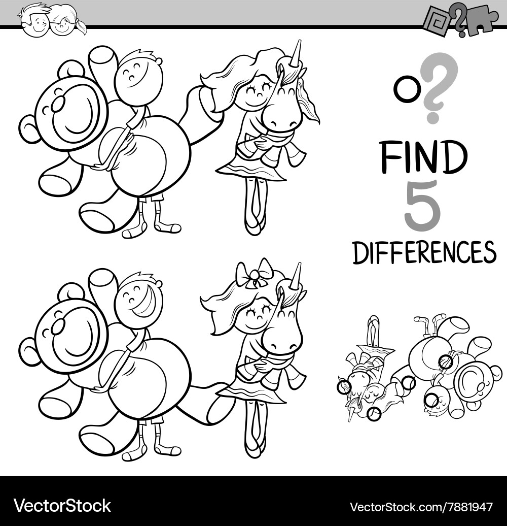 Find differences coloring book Royalty Free Vector Image