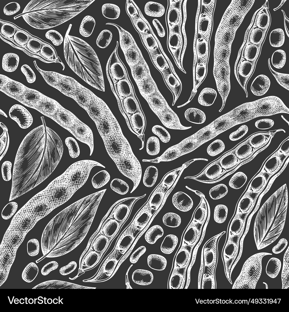 Hand drawn broad beans seamless pattern organic Vector Image