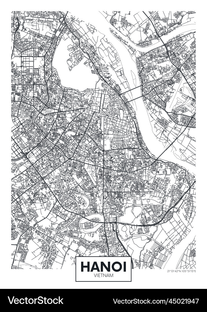 Hanoi City Map - Urban Planning Royalty Free Vector Image