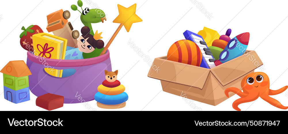Kid toy box with gift for play isolated Royalty Free Vector