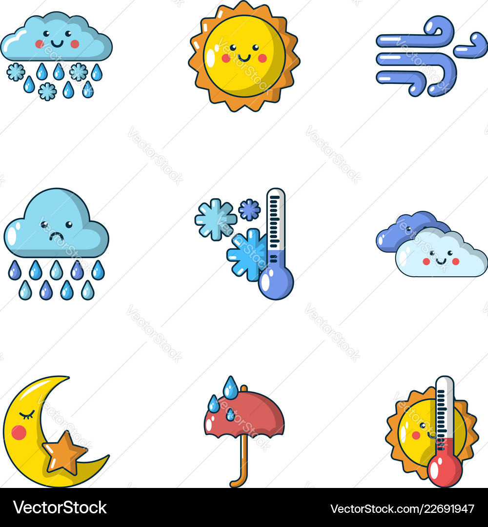 Meteorological data icons set cartoon style Vector Image