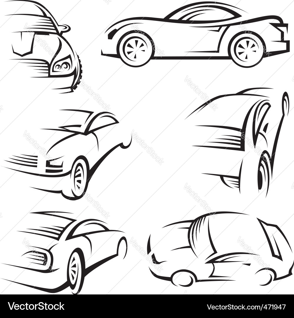 Monochrome Car Set Royalty Free Vector Image - VectorStock