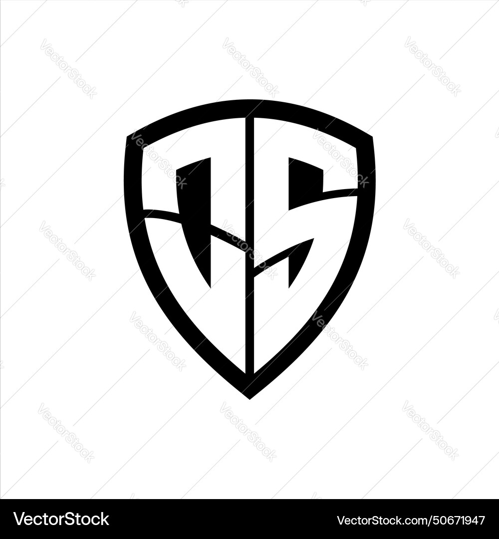 Os monogram logo with bold letters shield shape Vector Image