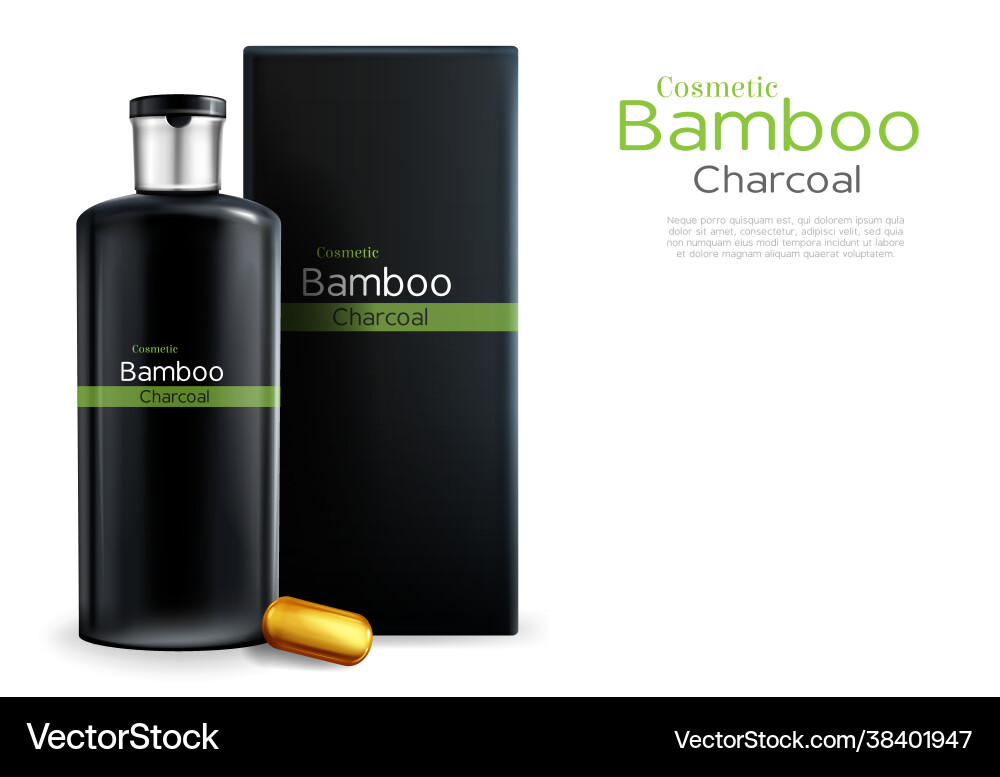 Shampoo with bamboo charcoal packaging design Vector Image