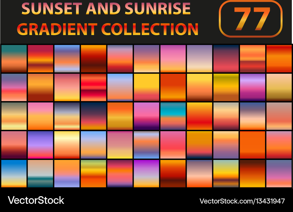 Sunset and sunrise gradient set big collection Vector Image