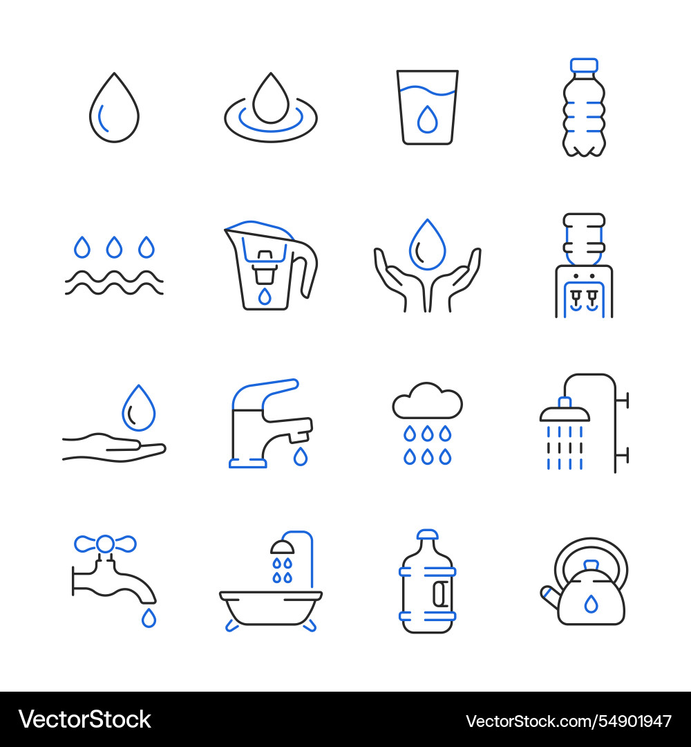 Water line icon set collection Royalty Free Vector Image