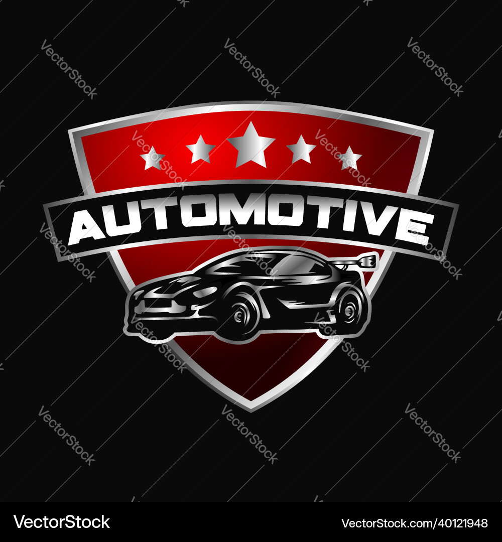 Automotive logo badge 3d realistic Royalty Free Vector Image