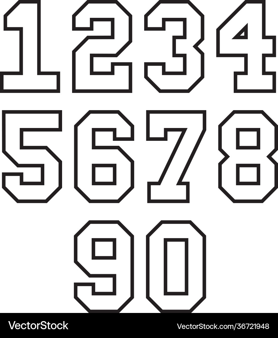 College Team Number Set Royalty Free Vector Image