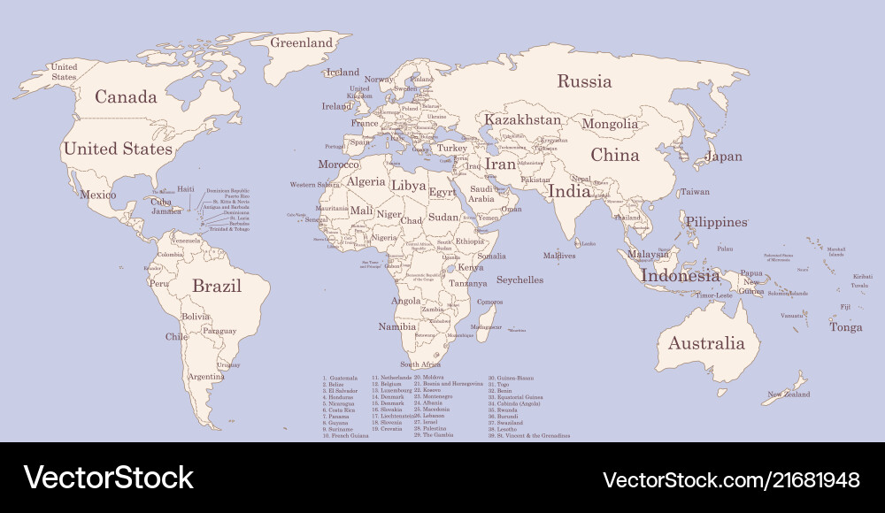 World Map With Countries Names And Directions - Infoupdate.org