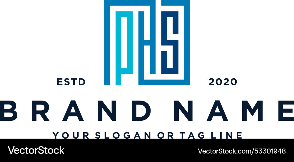 Creative letter phs square logo design Royalty Free Vector