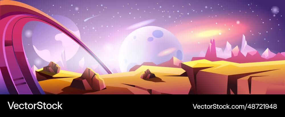 Dark deep space background banner in flat cartoon Vector Image