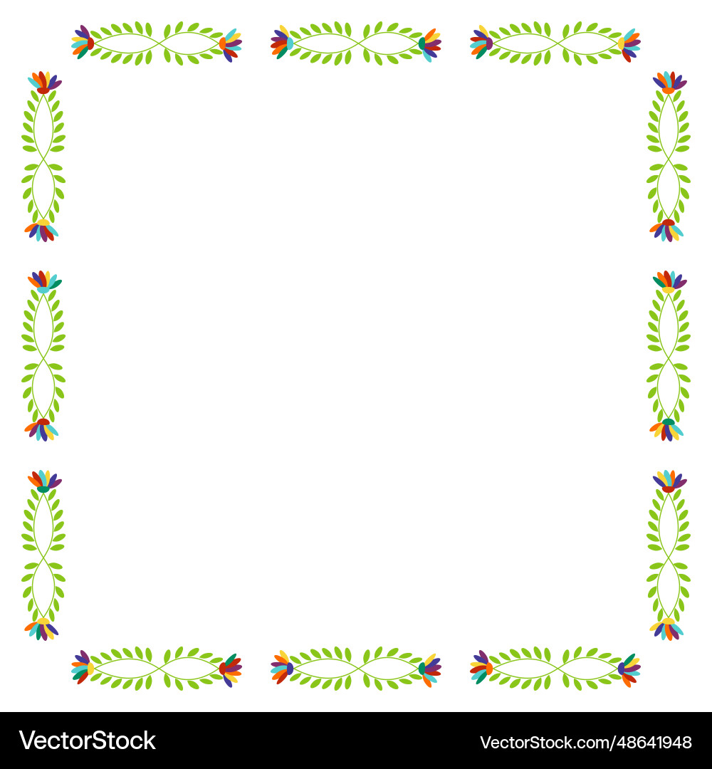 Folk embroidery frame floral border Royalty Free Vector