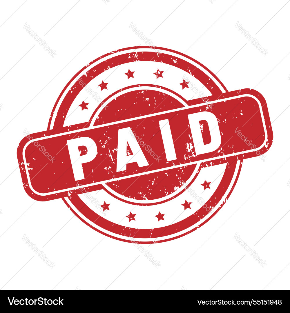 Paid round stamp icon grunge distressed style Vector Image