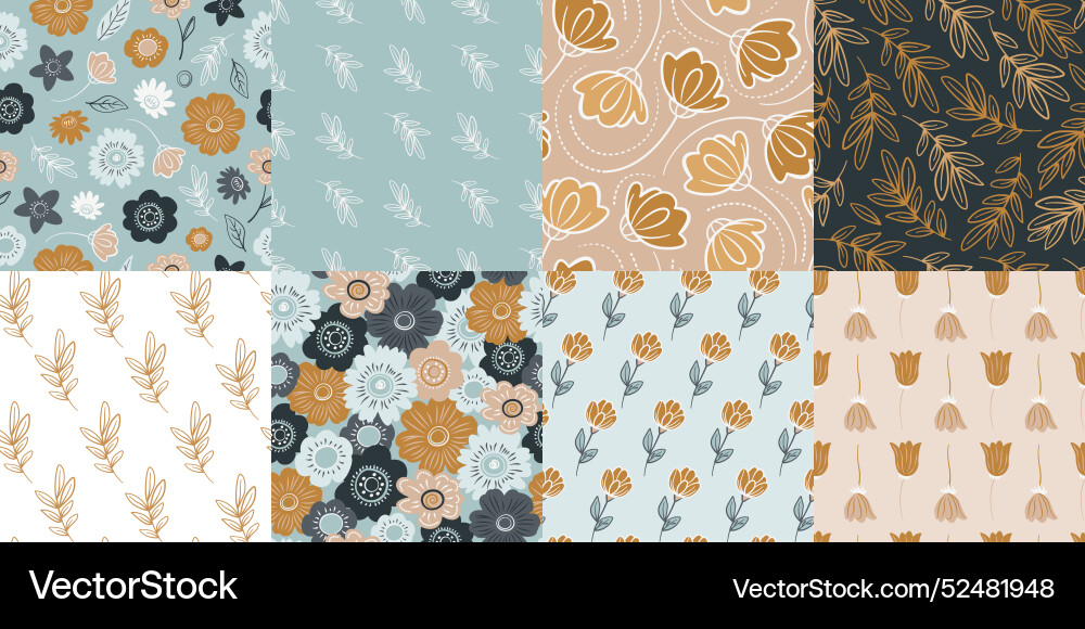 Scandinavian seamless pattern with flowers Vector Image