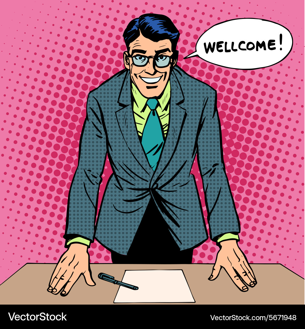 Welcome man Royalty Free Vector Image - VectorStock