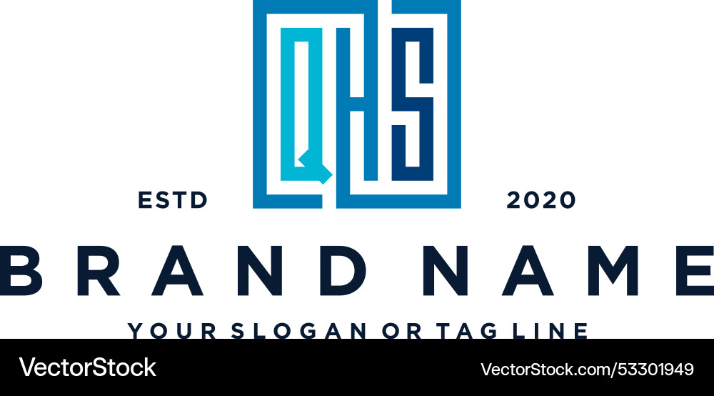 Creative letter qhs square logo design Royalty Free Vector