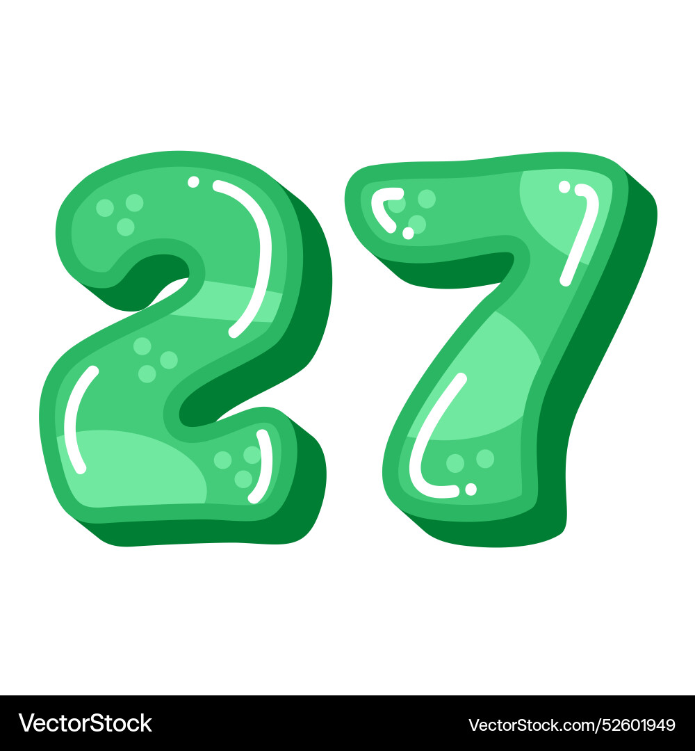 Cute funny number 27 twenty seven Royalty Free Vector Image