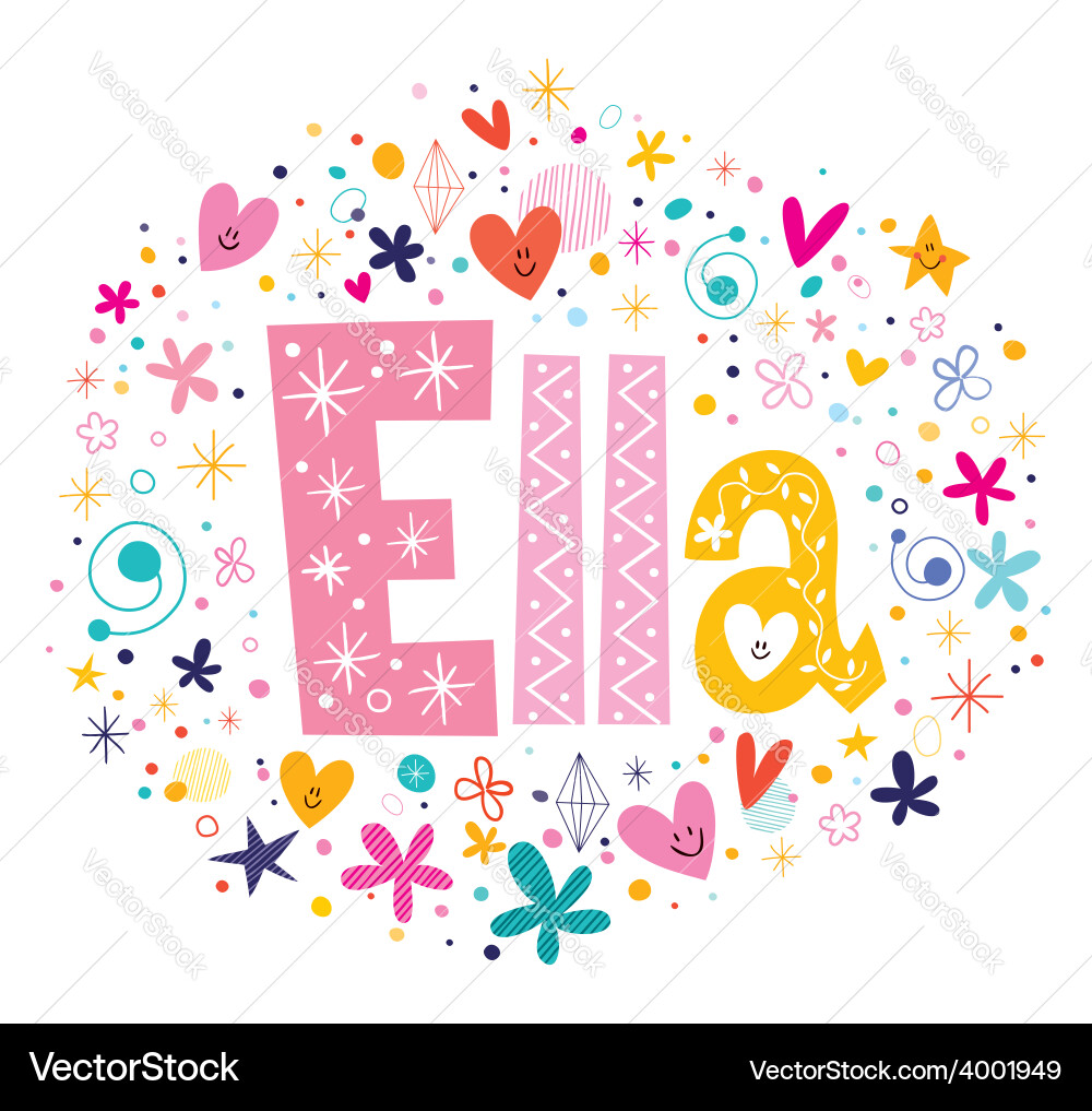 Ella - Delicate Lettering Name Art Royalty Free Vector Image