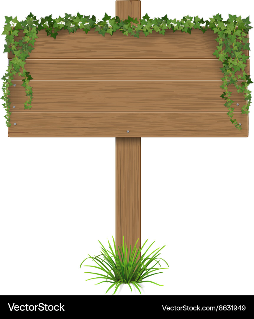 Ivy-Covered Wooden Signpost Royalty Free Vector Image