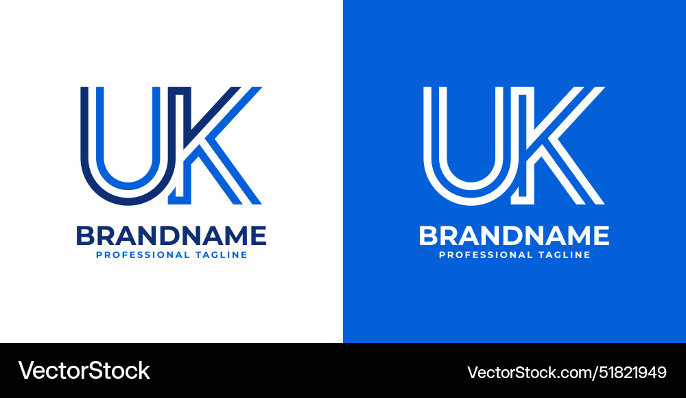 Letters uk line monogram logo suitable Royalty Free Vector