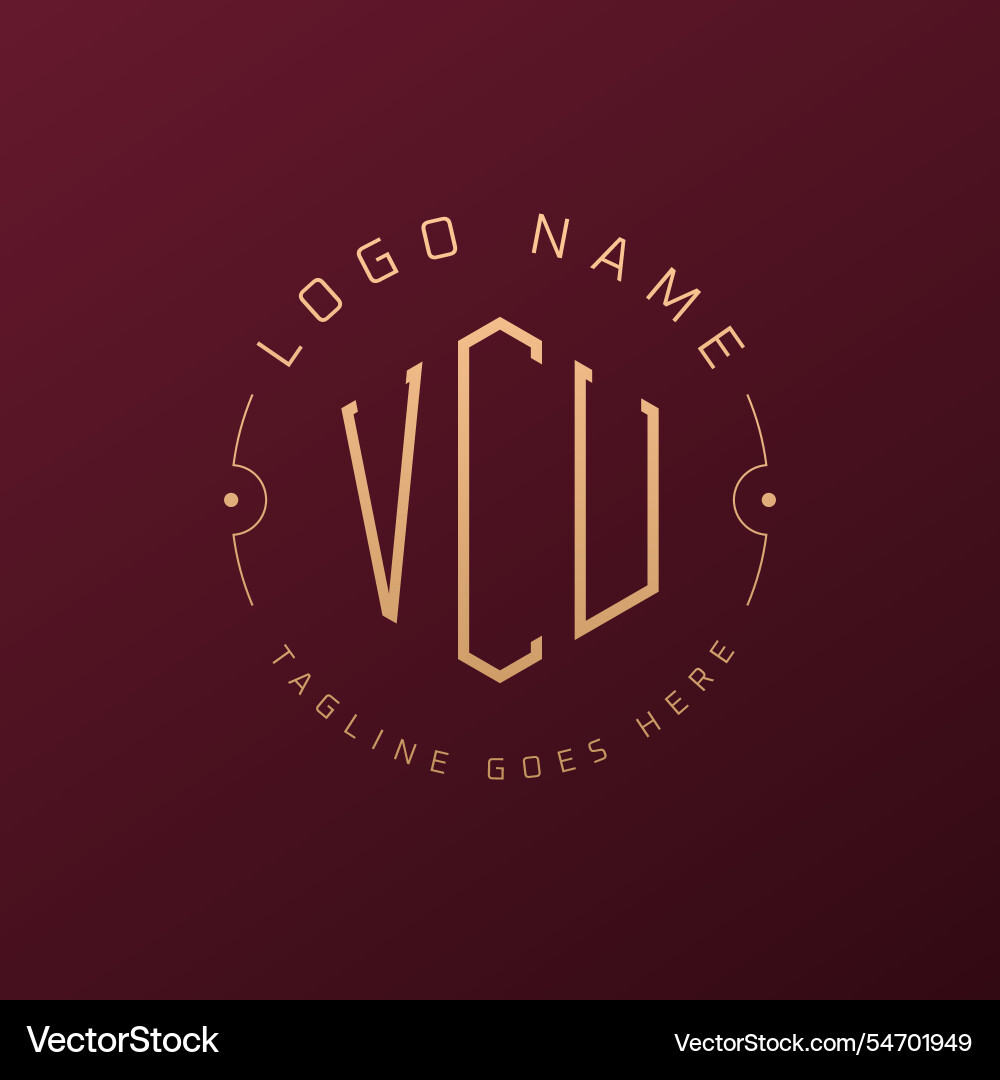 Luxury vcu logo design elegant letter Royalty Free Vector