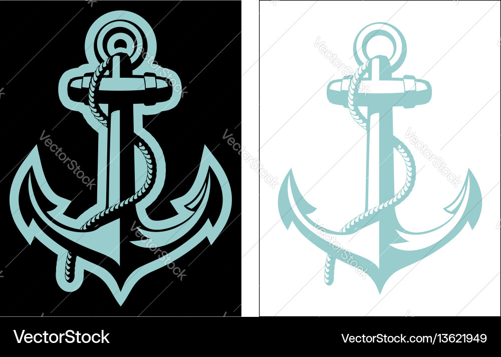 Nautical Anchor - Black and White Royalty Free Vector Image