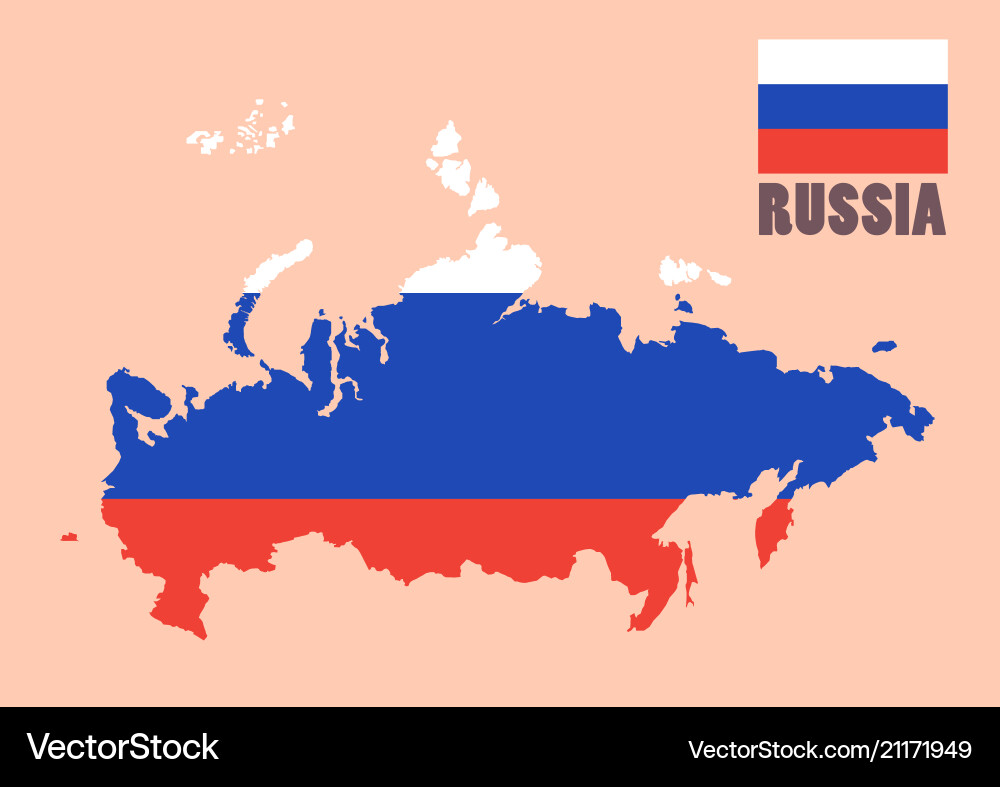 Russia map with flag background Royalty Free Vector Image