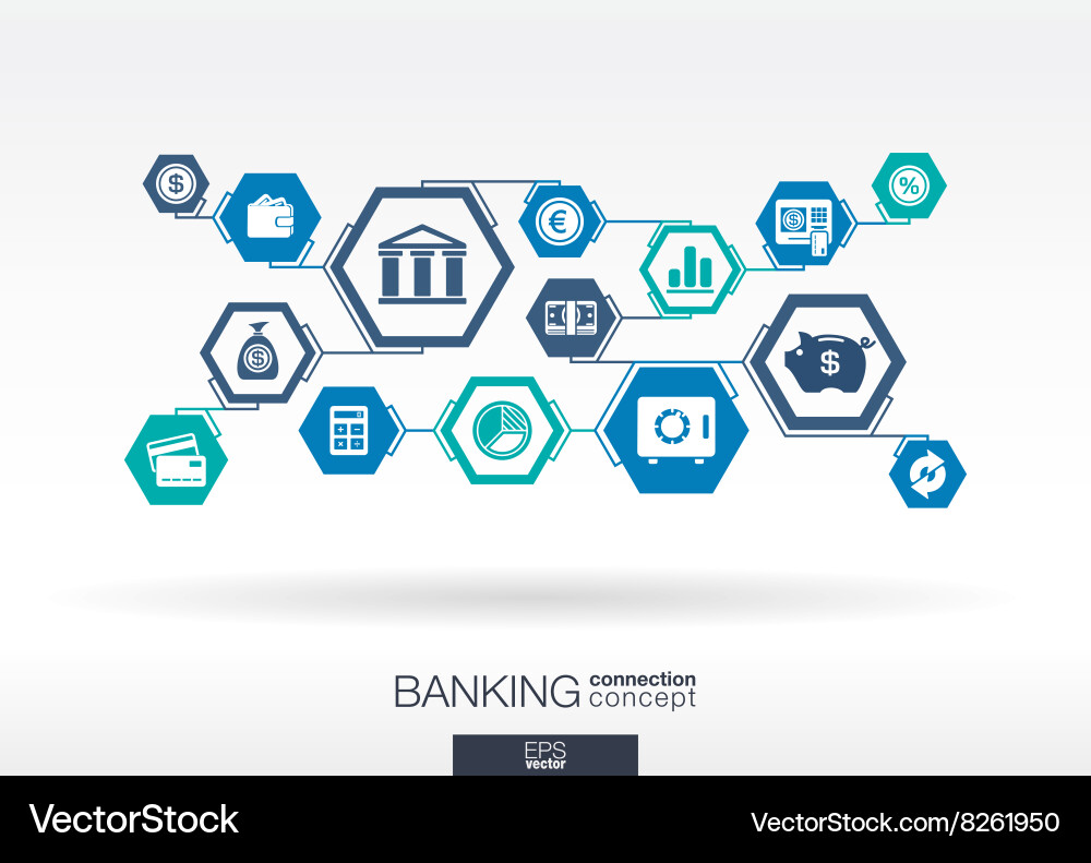 Banking network hexagon abstract background Vector Image