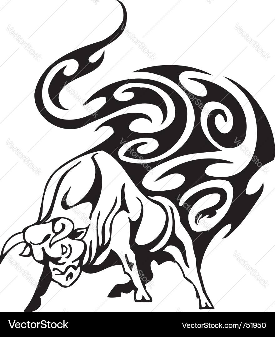 Bull in tribal style - image Royalty Free Vector Image