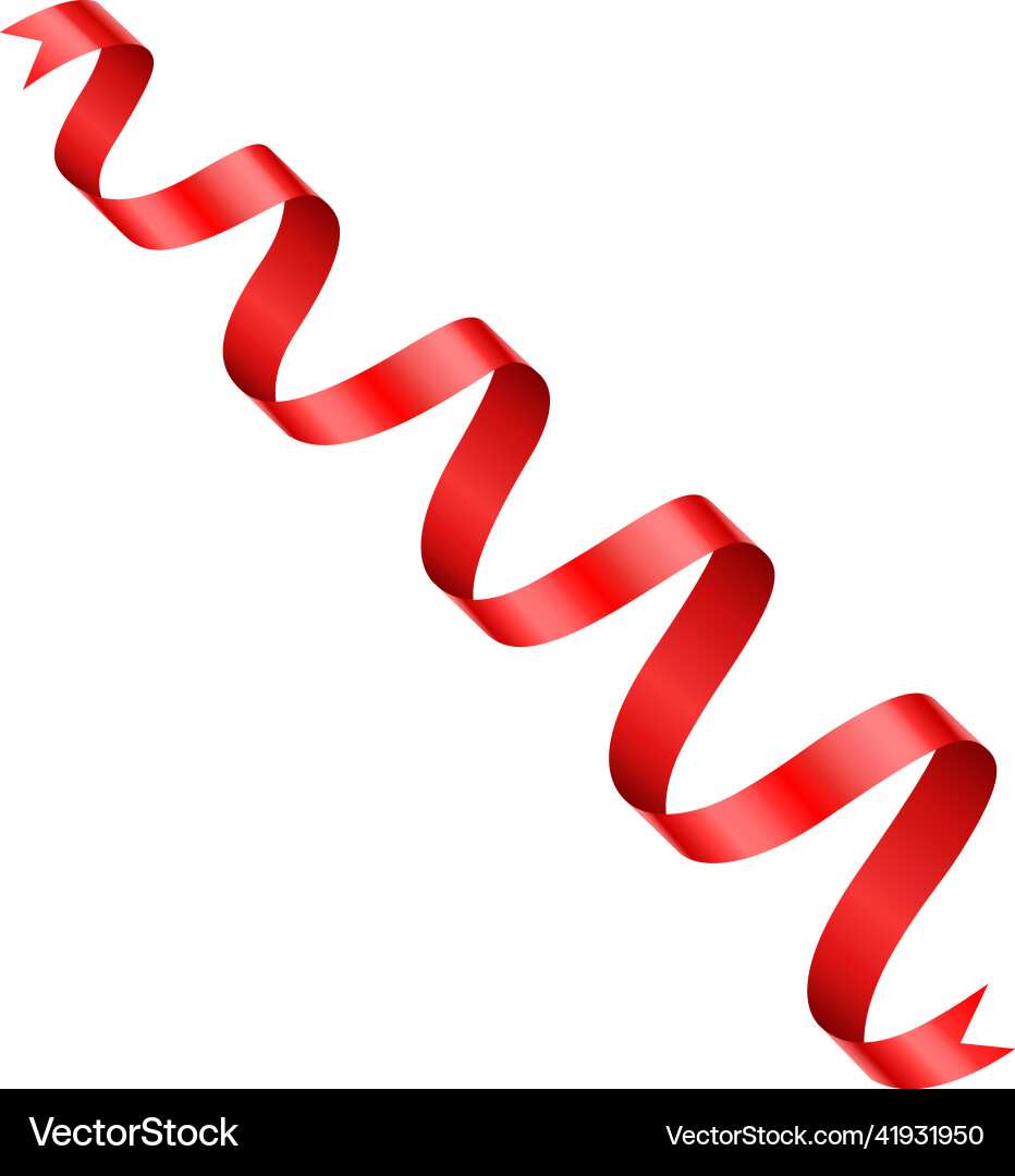 Decorative red ribbon realistic silk band curl Vector Image