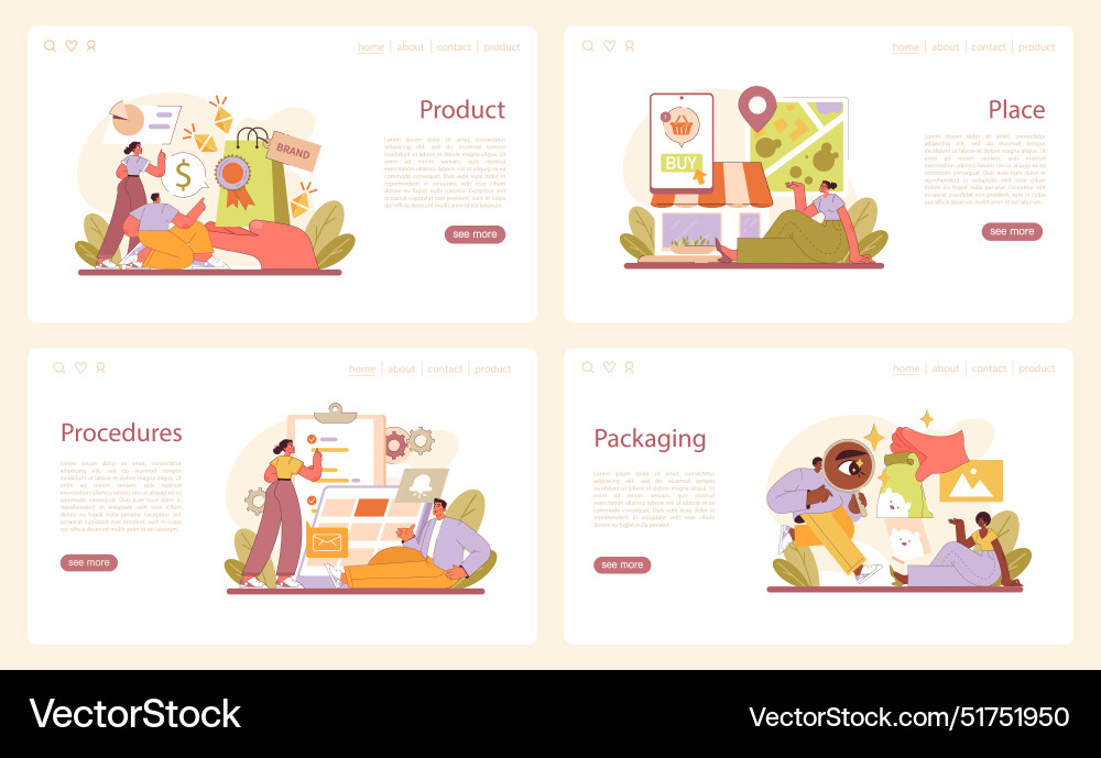 Digital marketing mix set creative panels Vector Image