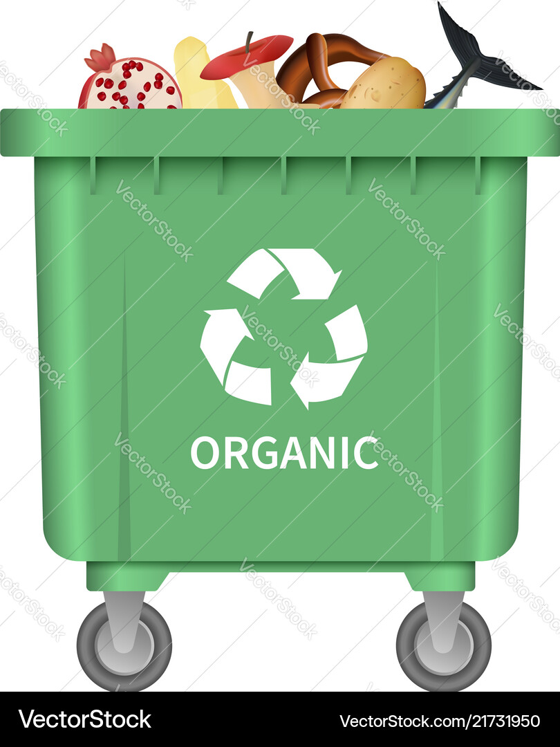 Garbage organic container mockup realistic style Vector Image