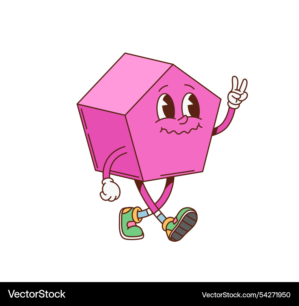 Groovy math pentagon geometric figure character Vector Image