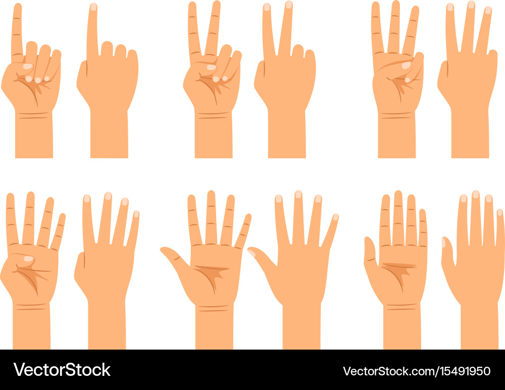 Hand Counting Signs - Number Signs Royalty Free Vector Image