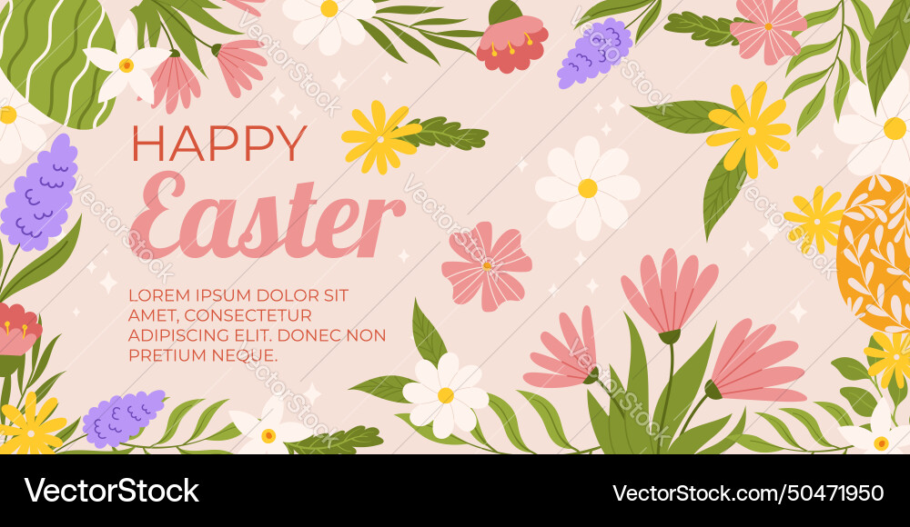 Happy easter horizontal background template Vector Image