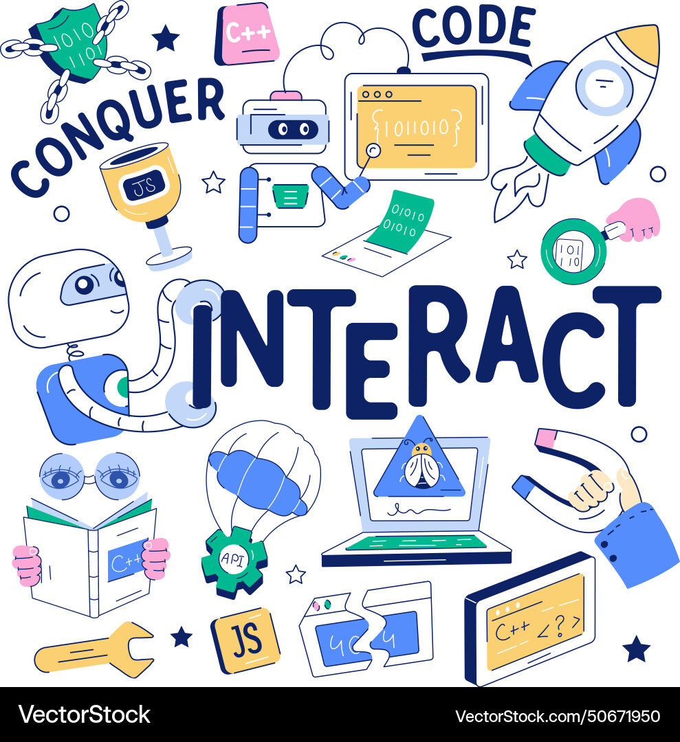 Programming Pattern Depicting Software Coding Web Vector Image