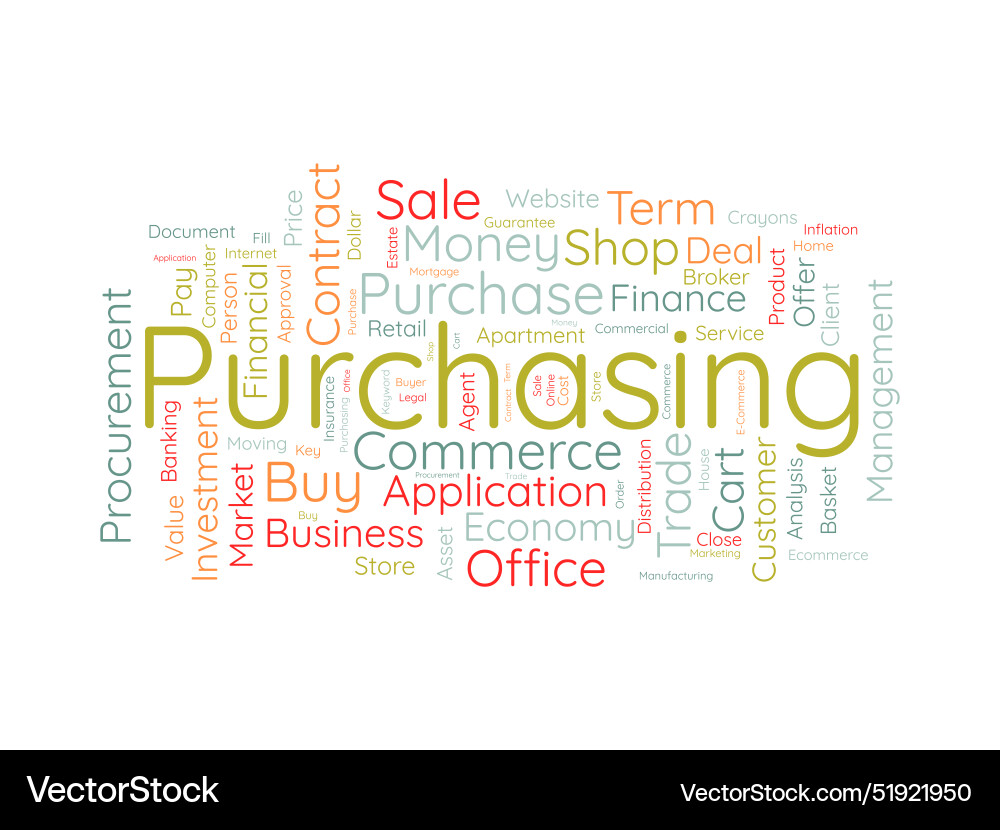 Purchasing wordcloud template business concept Vector Image
