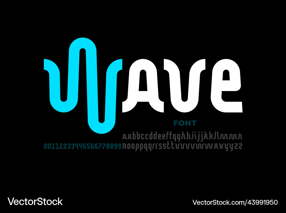 Sound waves style font design alphabet letters Vector Image