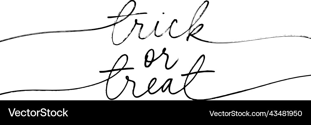 Trick or treat black line calligraphy Royalty Free Vector