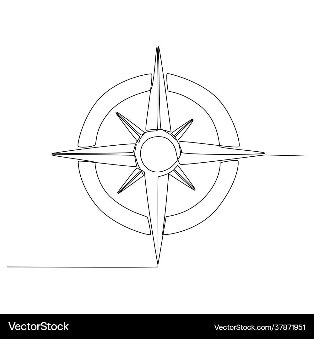 Continuous line drawing compass Royalty Free Vector Image Continuous line drawing compass Royalty Free Vector Image