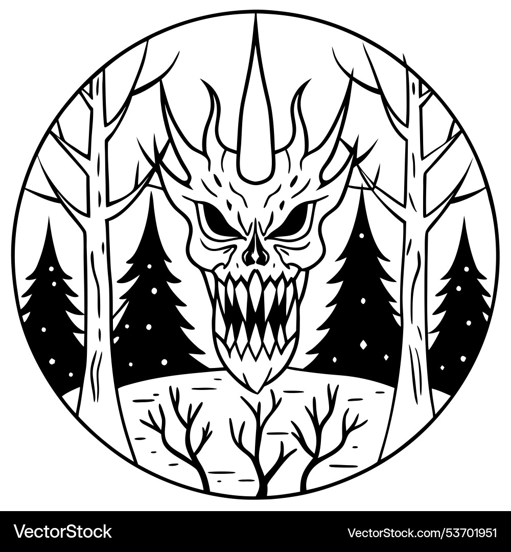 Fantasy horror forest background Royalty Free Vector Image