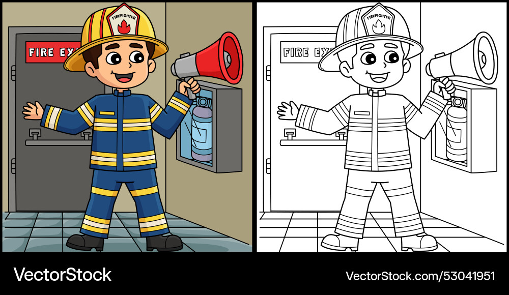 Firefighter holding a megaphone Royalty Free Vector Image