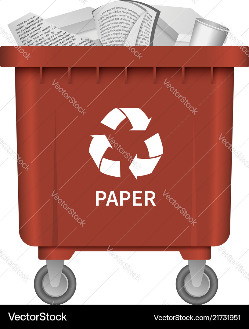 Garbage paper container mockup realistic style Vector Image