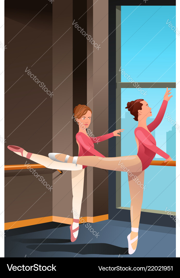 Girls practicing ballet Royalty Free Vector Image