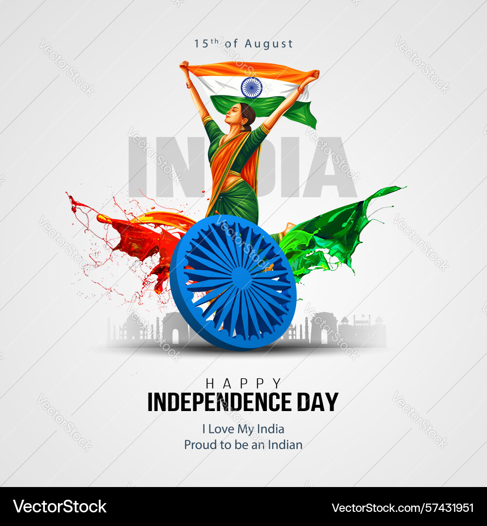Happy independence day india15th august Royalty Free Vector
