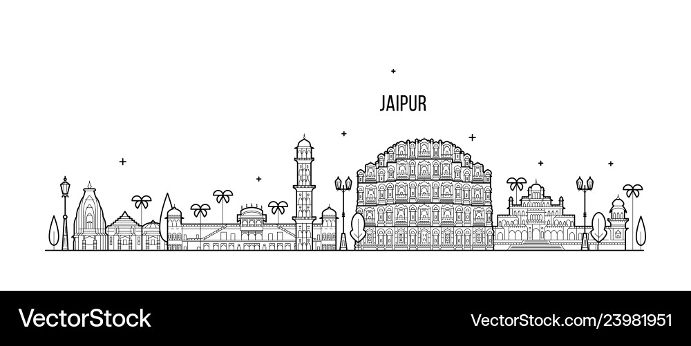 Jaipur skyline rajasthan india city linear Vector Image