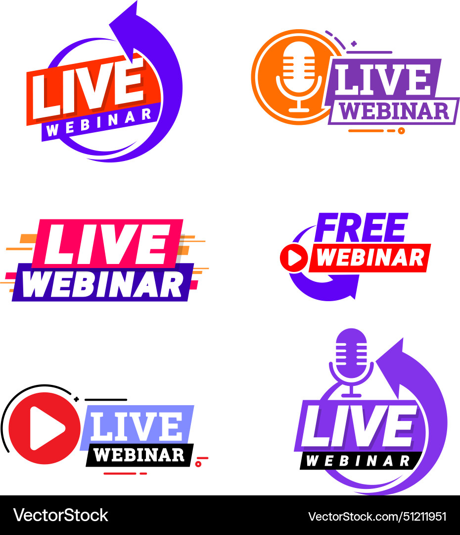 Live webinar symbol or emblem icons Royalty Free Vector